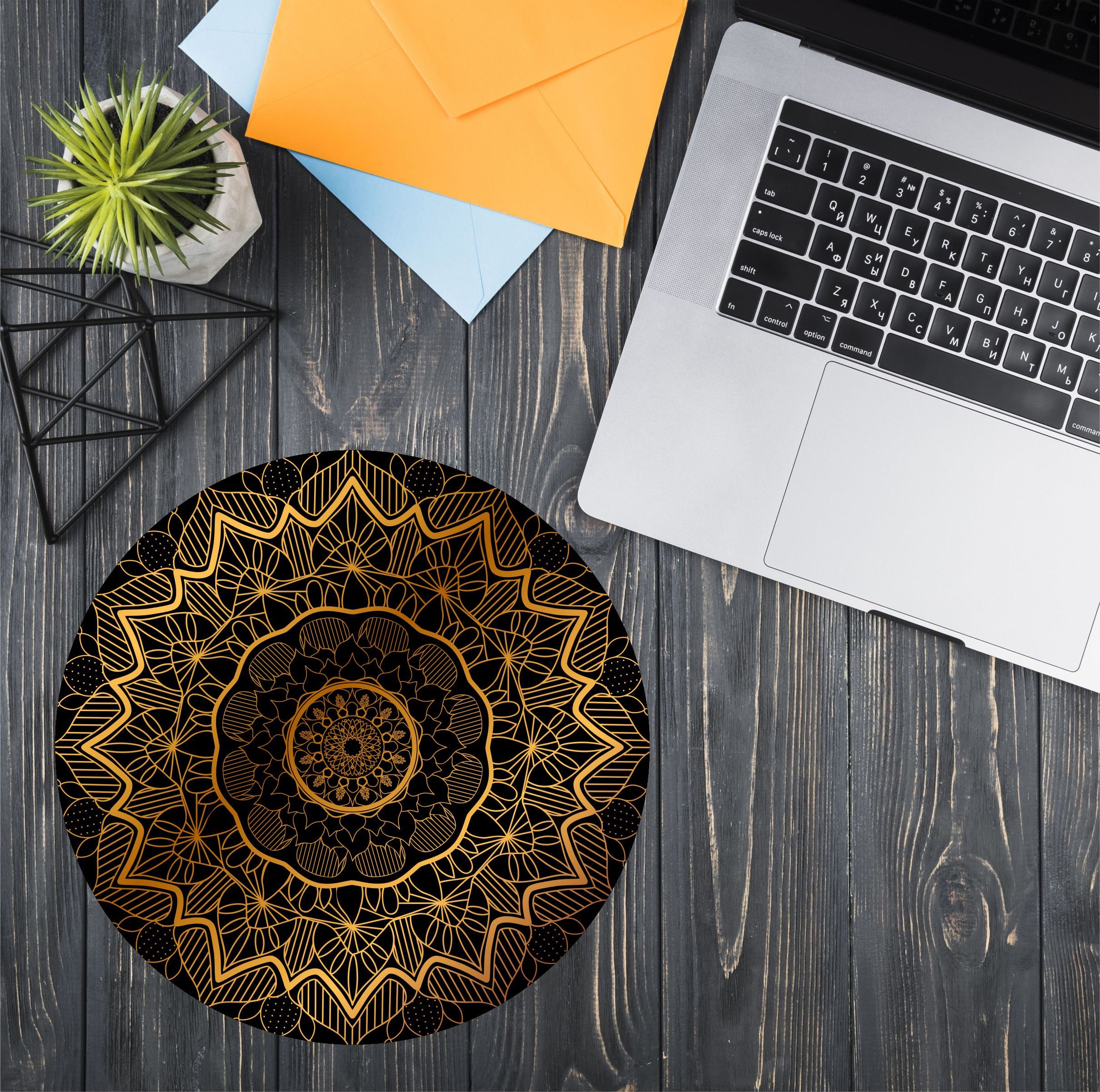 Mandala Mouse Pad Gold Mouse Pad Geometric Mouse Pad Pretty | Etsy