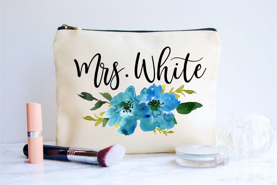 Bride Makeup Bag Bride Gift Personalized Wedding Gift Blue | Etsy
