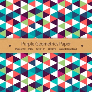 Digital Paper Purple Geometrics Digital Paper Pack 12x12 Digital ...