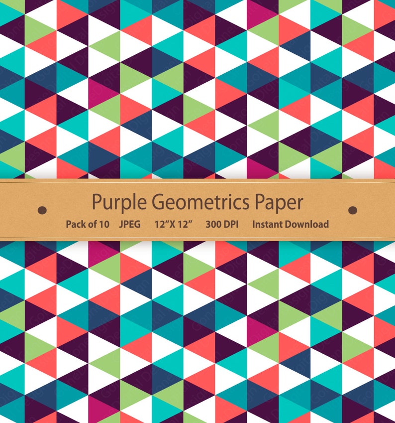 Digital Paper Purple Geometrics Digital Paper Pack 12x12 Digital ...