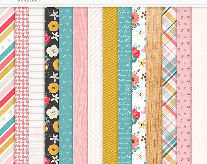 February Valentine Digital Paper Pack: Scrapbook Patterns (digital ...