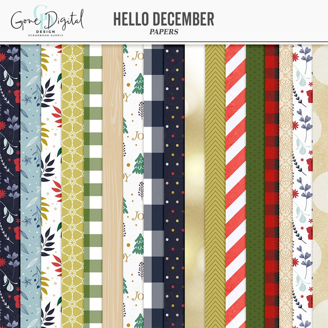 December Digital Christmas Paper Xmas Pattern Scrapbook Paper Christmas ...