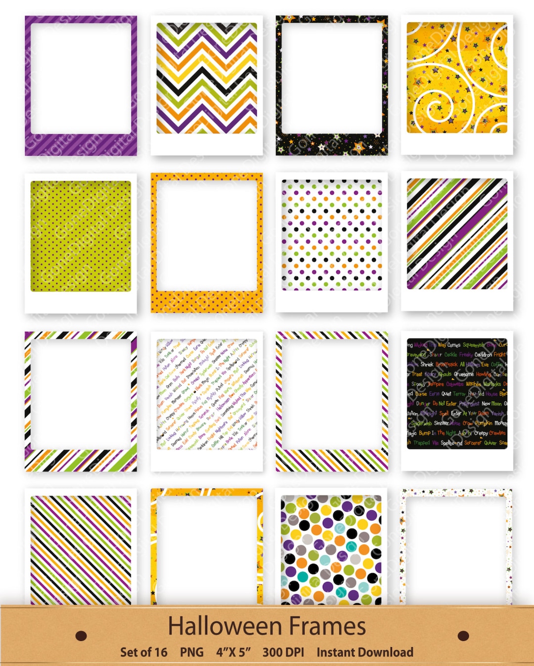 Halloween Photo Frame Clip Art: Printable Scrapbook Frames (digital ...