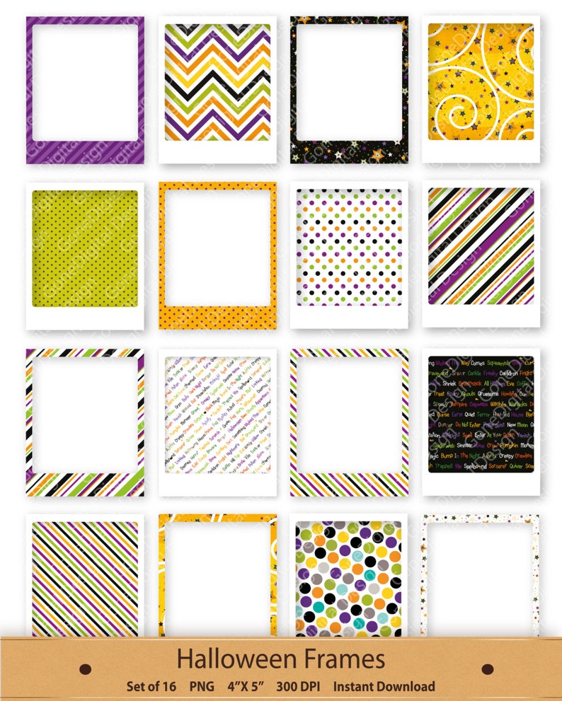 Halloween Photo Frame Clip Art: Printable Scrapbook Frames (digital ...