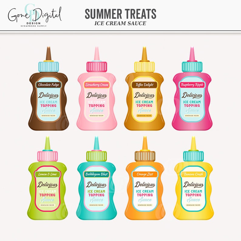 Ice Cream Sauce Clipart: Toppings, Flavors, Dessert Illustration ...