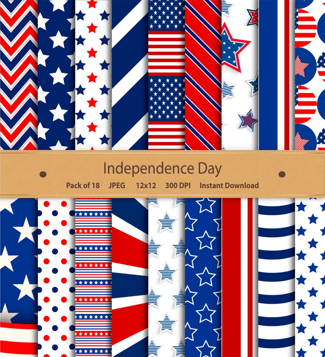 Patriotic USA Digital Paper Fourth of July America | Etsy