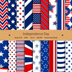 Patriotic USA Digital Paper Fourth of July America | Etsy