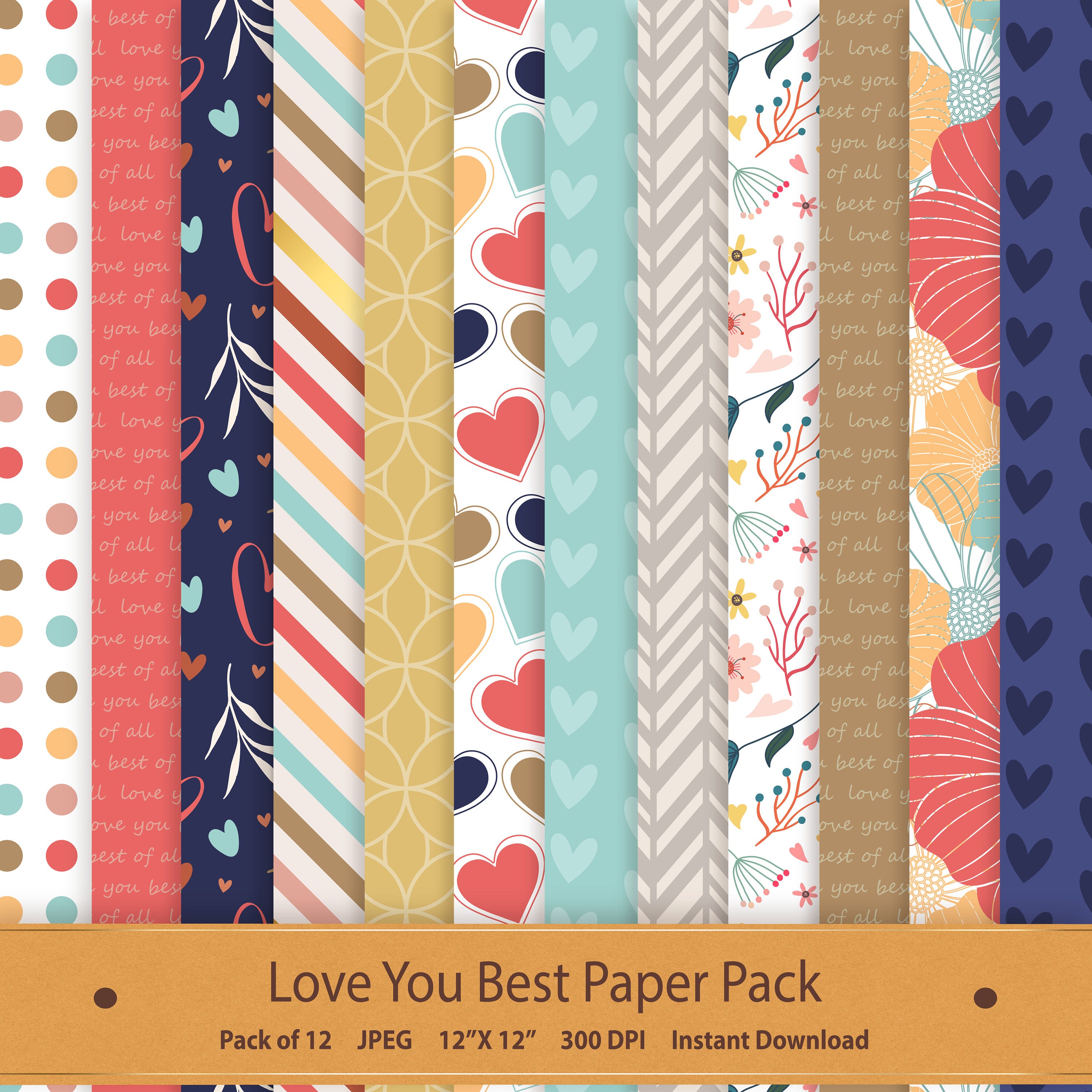 Love Paper Love Digital Love Pattern Valentine Pattern Love | Etsy
