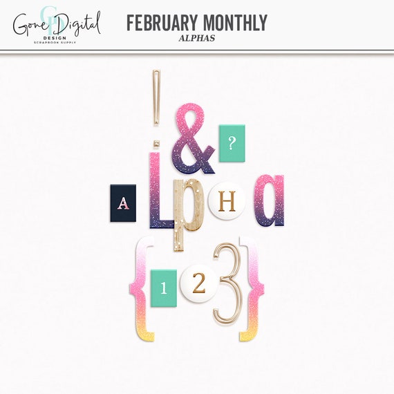 Love Digital Alphabet Clipart Letters Sticker Love Letter Valentine ...