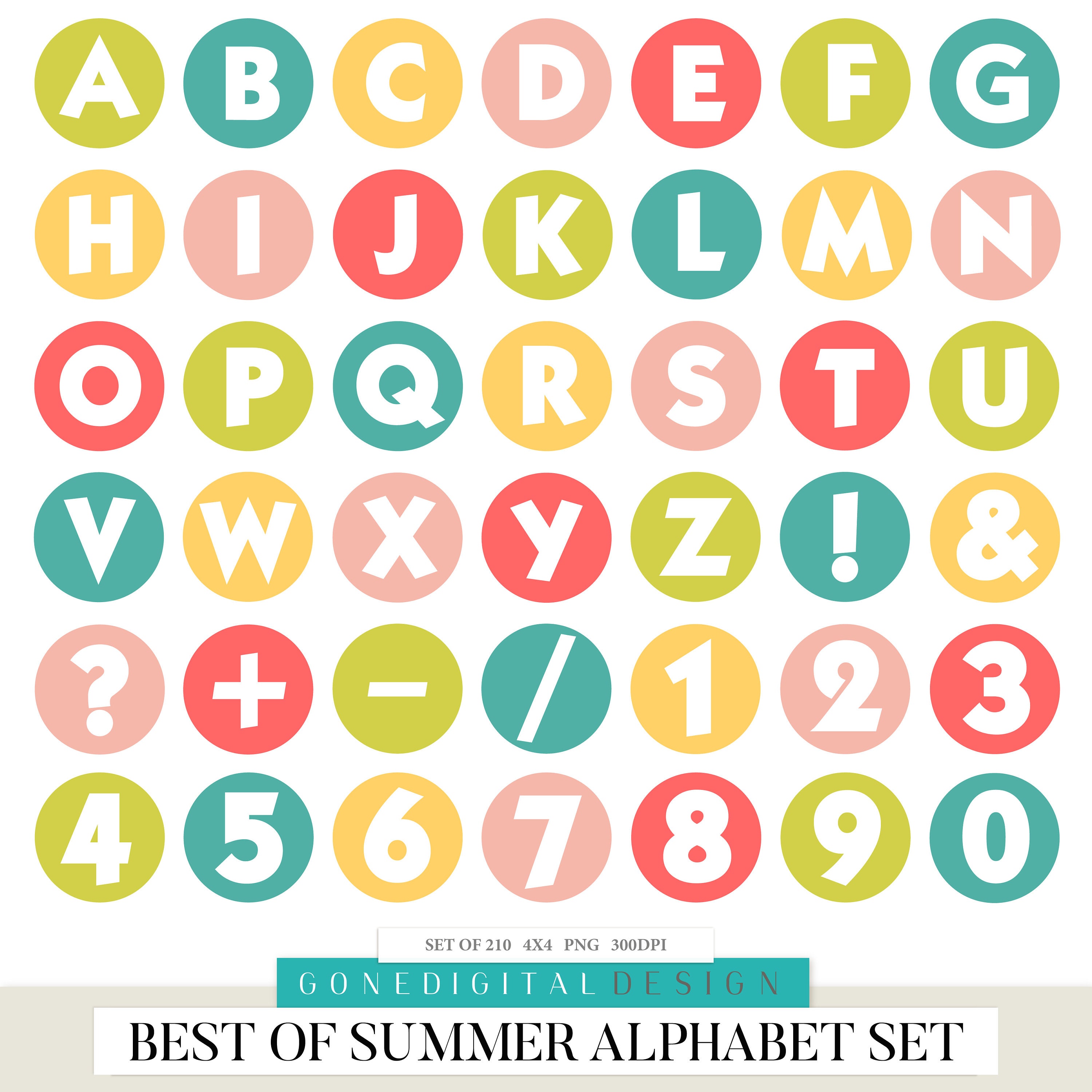 Digital Alphabet Summer Alphabet Digital Letters Printable - Etsy