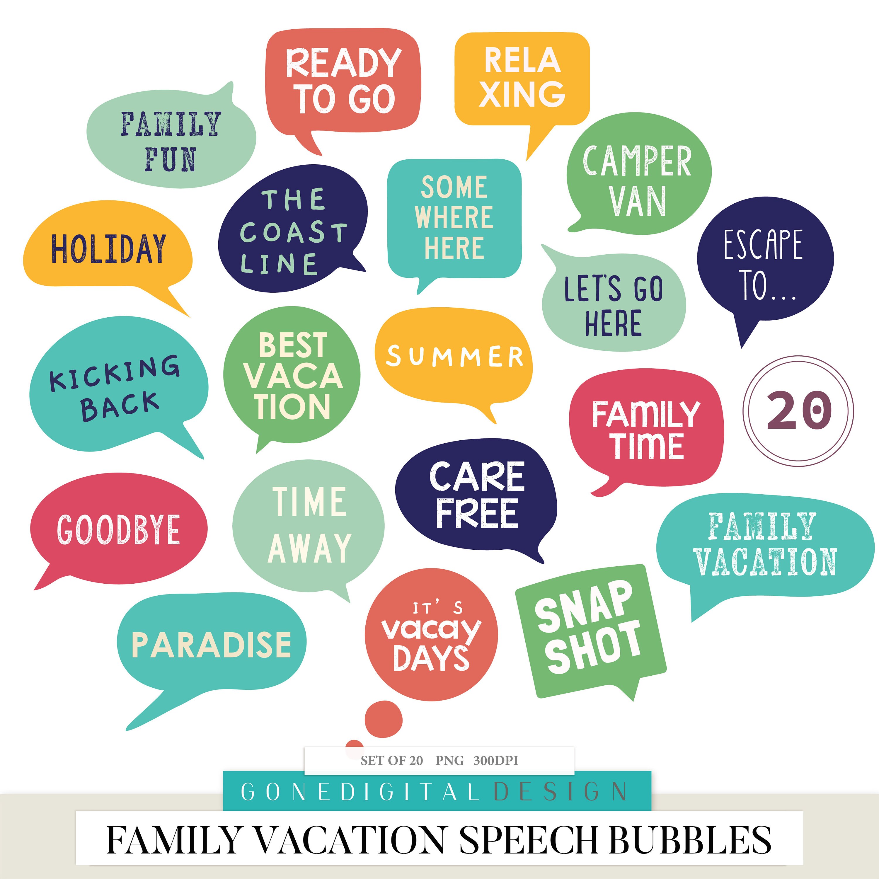 Family Vacation Speech Bubbles Digital Vacation Sticker Speech Bubble ...