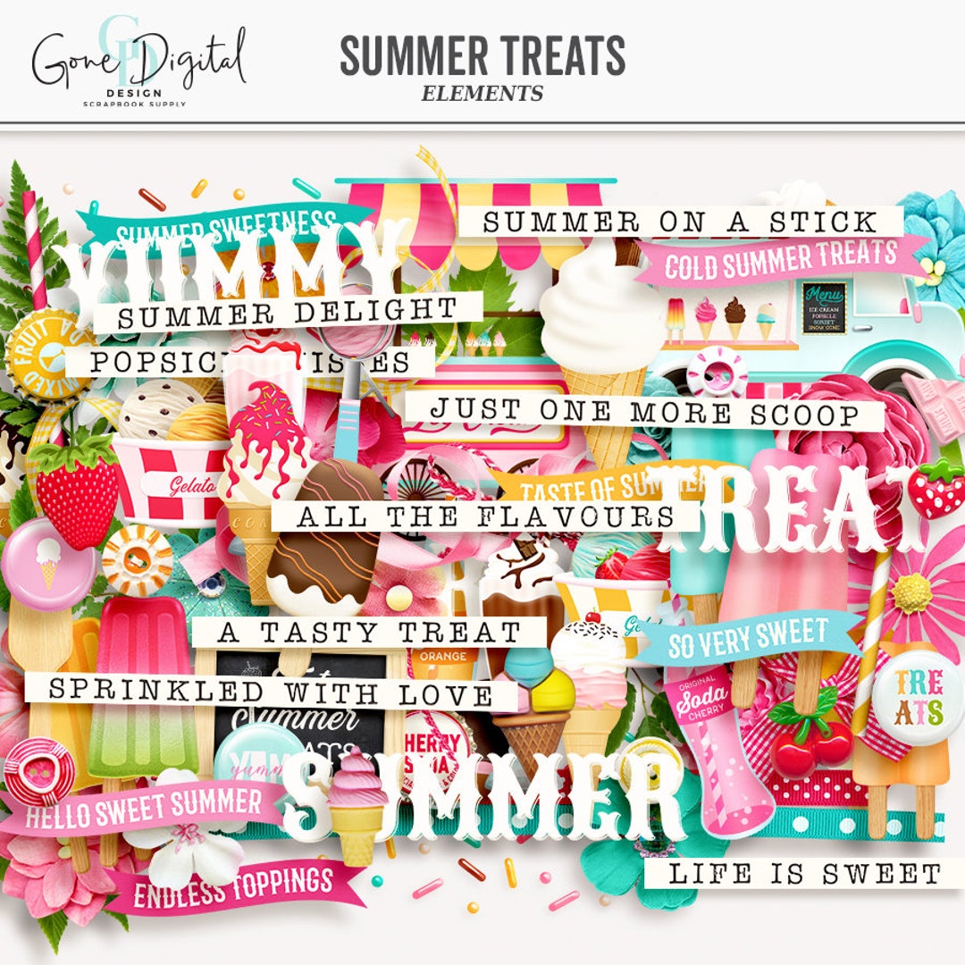 Summer Treats Clipart: Ice Cream, Popsicles, Sundaes (digital Download ...