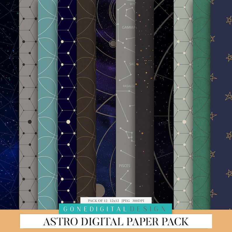 Astronomy Digital Paper Constellation Paper Pattern Stars Space Pattern ...