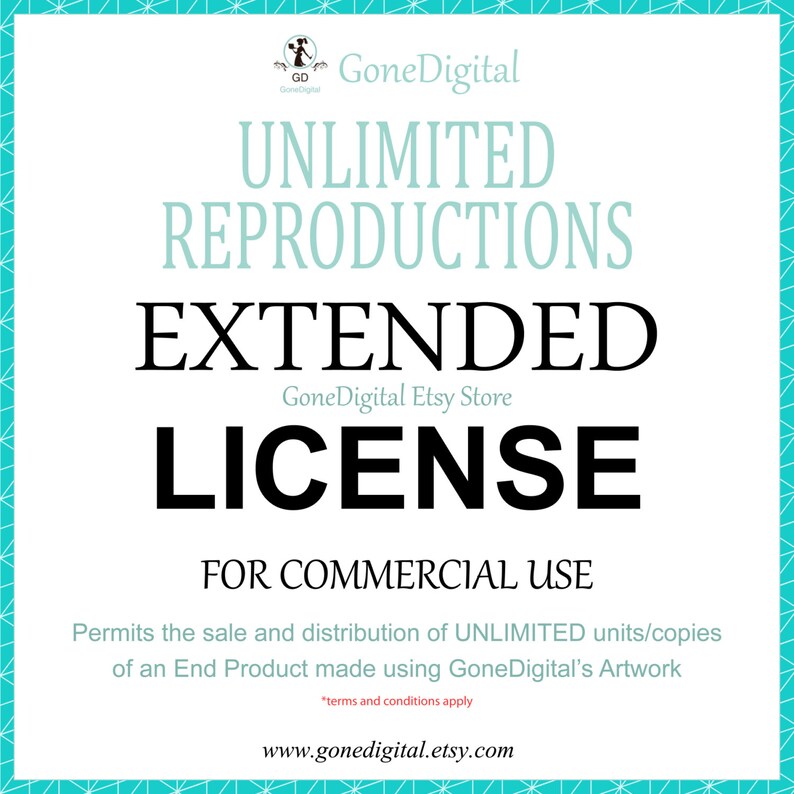 Unlimited Reproductions Extended License Commercial Use No Credit ...