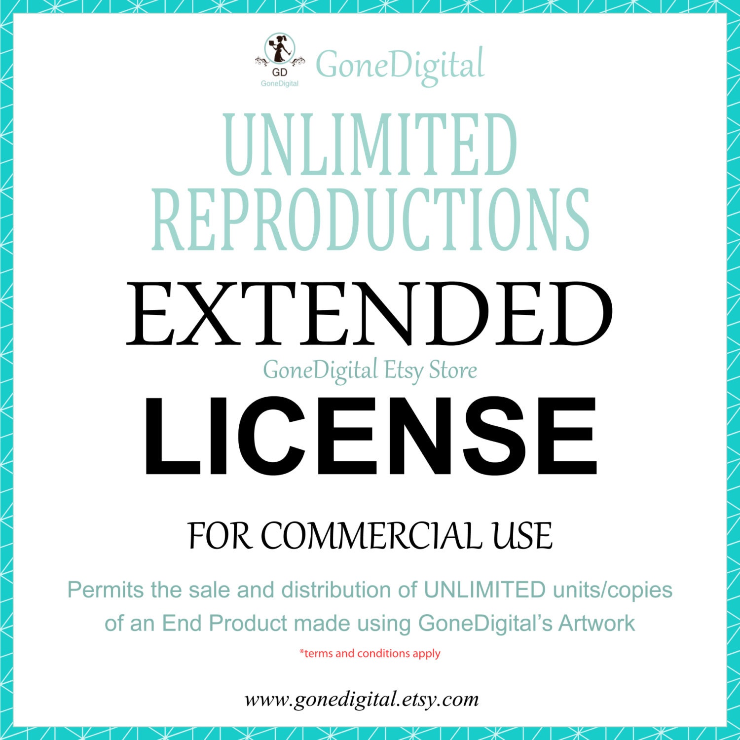 Unlimited Reproductions Extended License Commercial Use No Credit ...