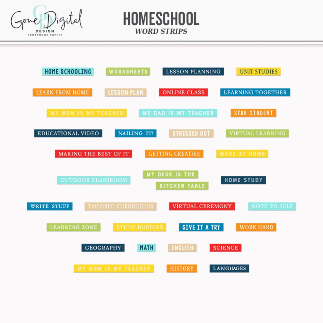 Homeschool Digital Word Art School Digital Words Stickers School Quotes ...