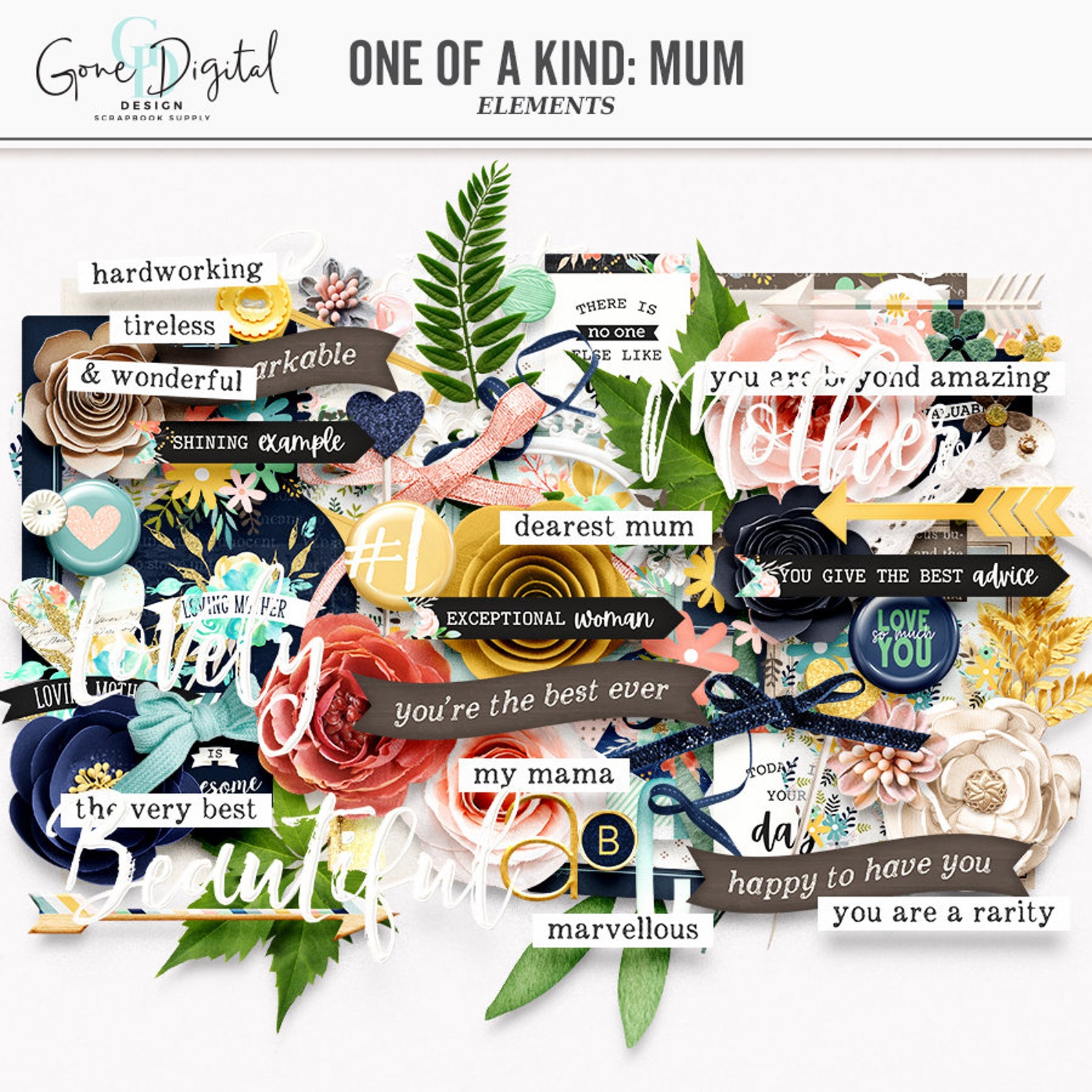 Mother Digital Scrapbook Elements Digital Mom Clipart Mum Decals Mother ...
