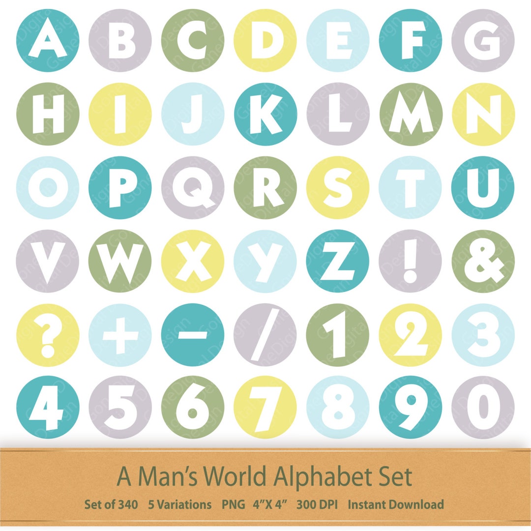 Digital Fathers Day Dad Digital Alphabet Green Blue Numbers Symbols ...