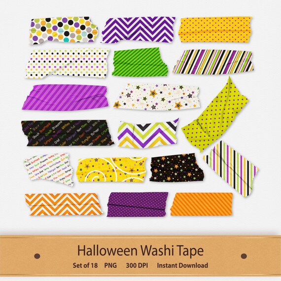 Digital Halloween Washi Tape Clipart Stickers Transparent Tape Digital ...