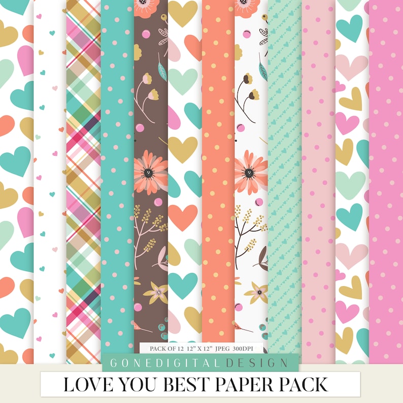 Valentine Digital Paper Love Digital Valentine Pattern Love Paper Art ...