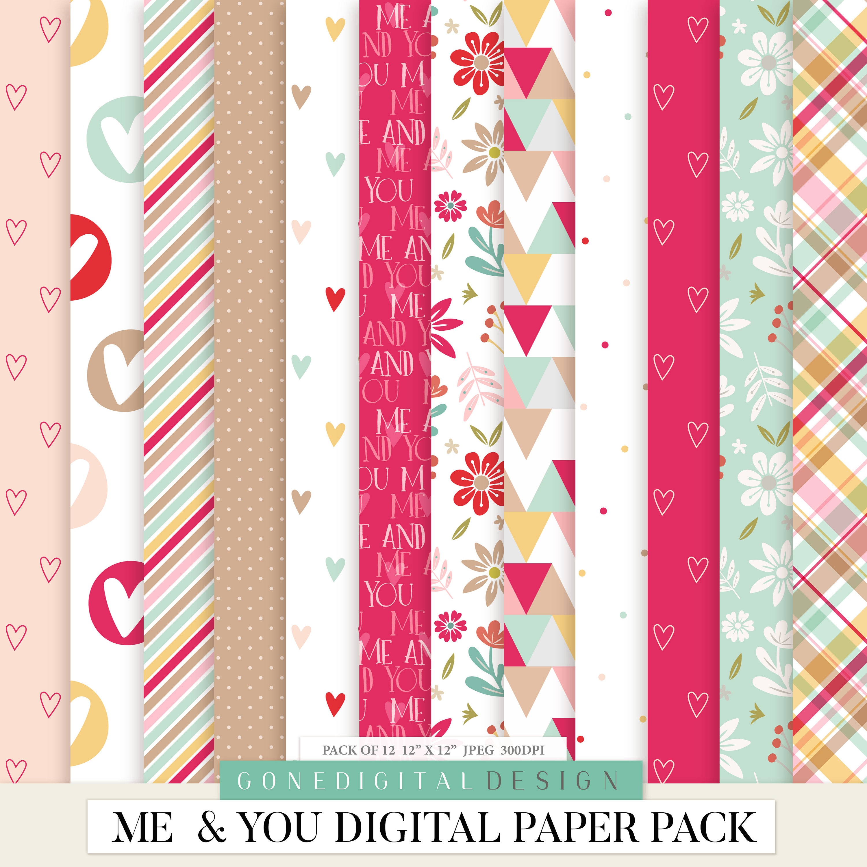 Digital Paper Me & You Love Valentine Pattern Paper Love Paper - Etsy