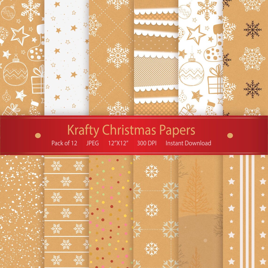Christmas Digital Paper Blue Green Christmas Papers Digital | Etsy
