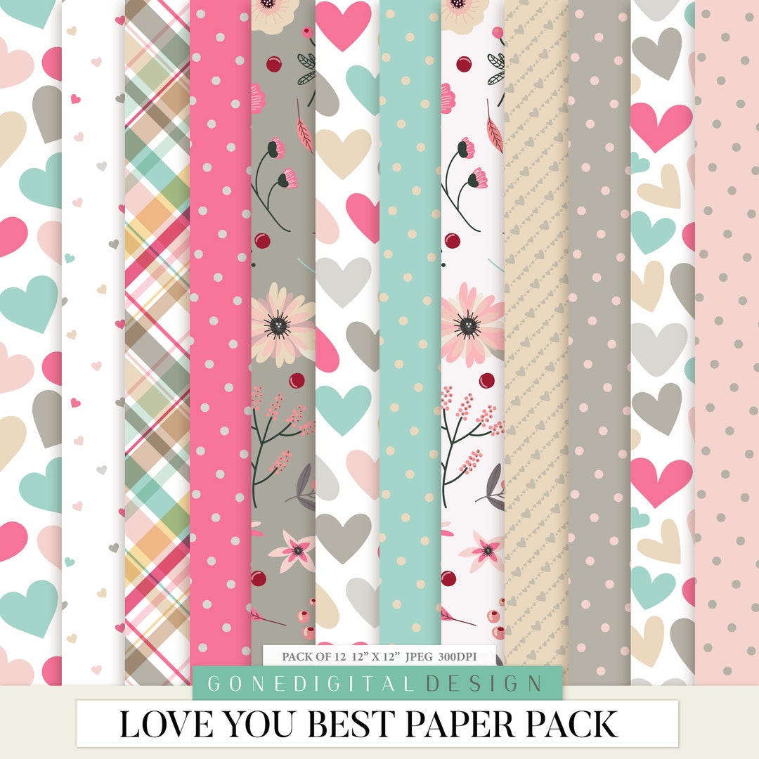 Love Digital Love Paper Love Patterns Valentine Art Love Scrapbook Love ...