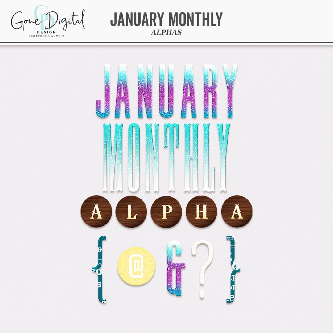 January Digital Alphabet Letters Stickers PNG Alphabet Font Digital ...