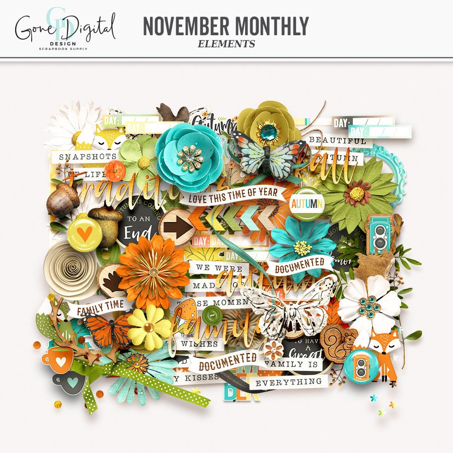 Autumn Digital Fall Clipart Fall Scrapbook Elements Fall Illustration ...