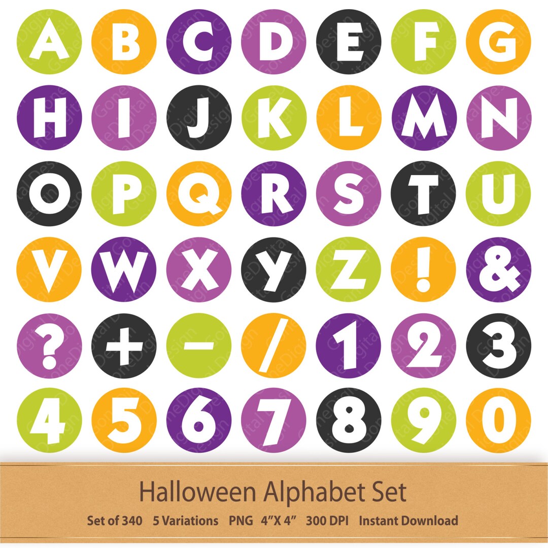 Halloween Alphabet Letters Clip Art Orange Purple Green Letter Art ...