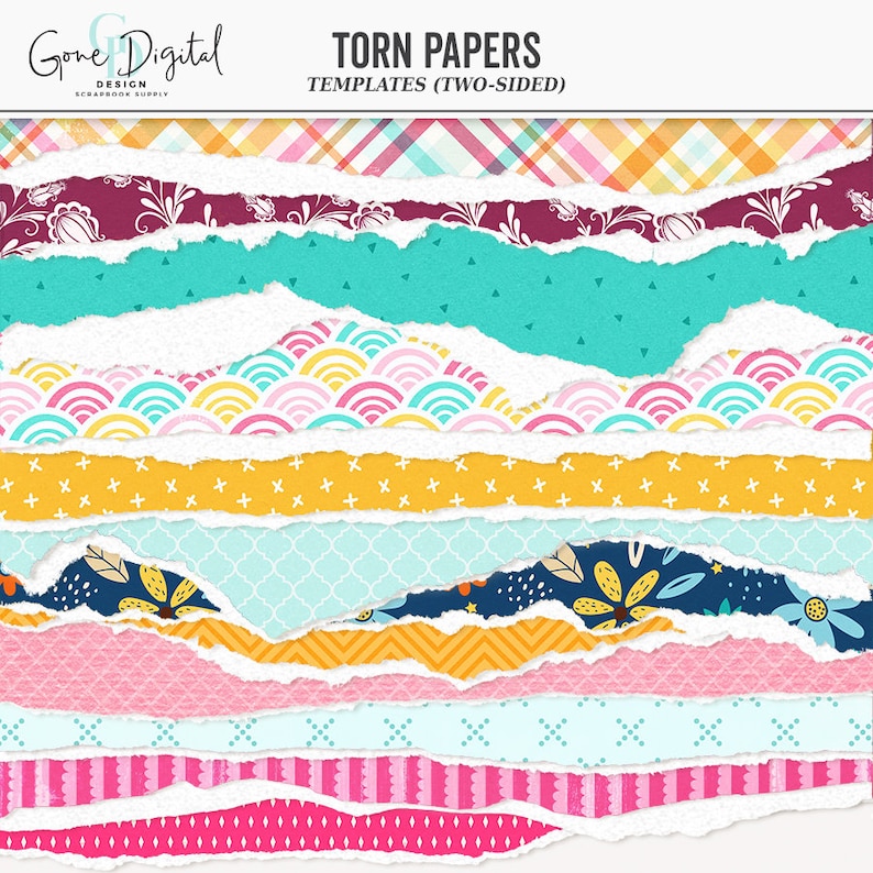 Torn Paper Edges Digital Paper Template Ripped Paper PNG Photoshop ...