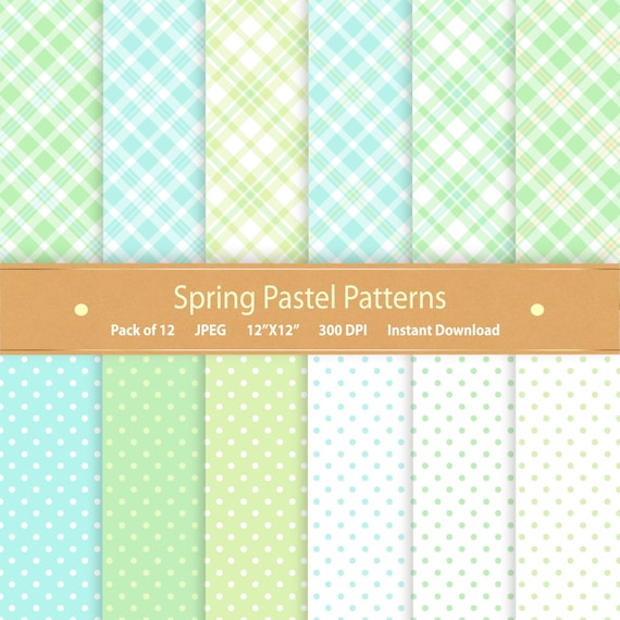 Digital Paper Pack Spring Paper Pack Blue & Green Polka Dot - Etsy
