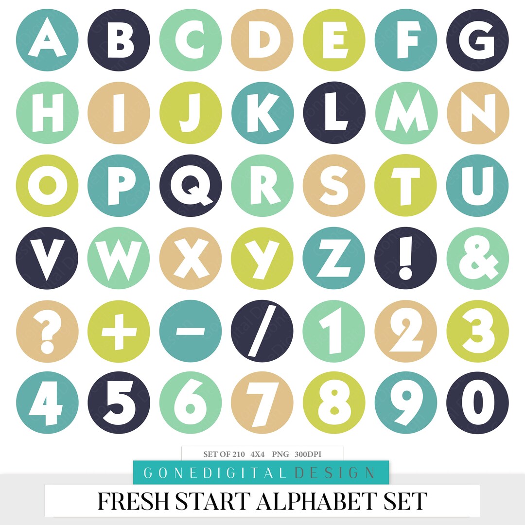 Digital Alphabet Letters Fresh Start Letter PNG January Printable ...