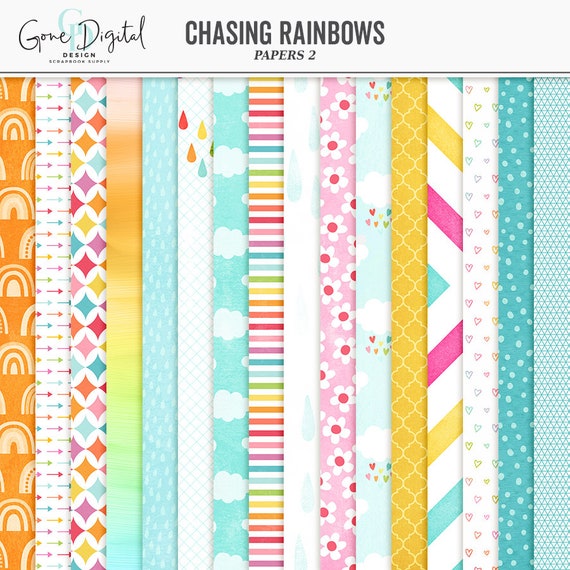 Digital Rainbow Pattern Papers April Scrapbook Paper Pattern Digital ...