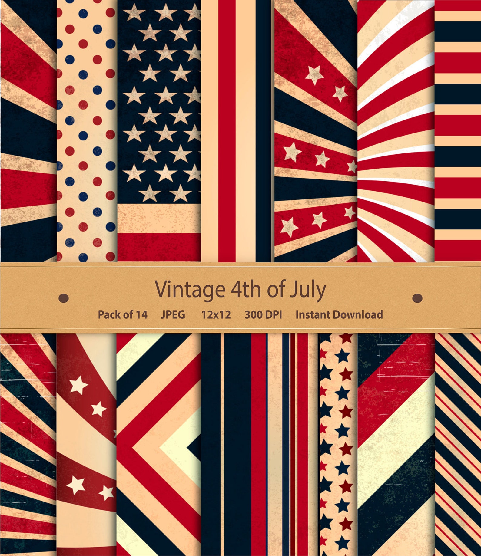 Patriotic USA Digital Paper Fourth of July America | Etsy