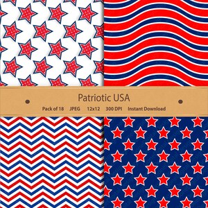 Patriotic USA Digital Paper Fourth of July America Independence Day ...