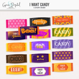Digital Halloween Candy Bar Clip Art Halloween Sweets Clipart Halloween ...