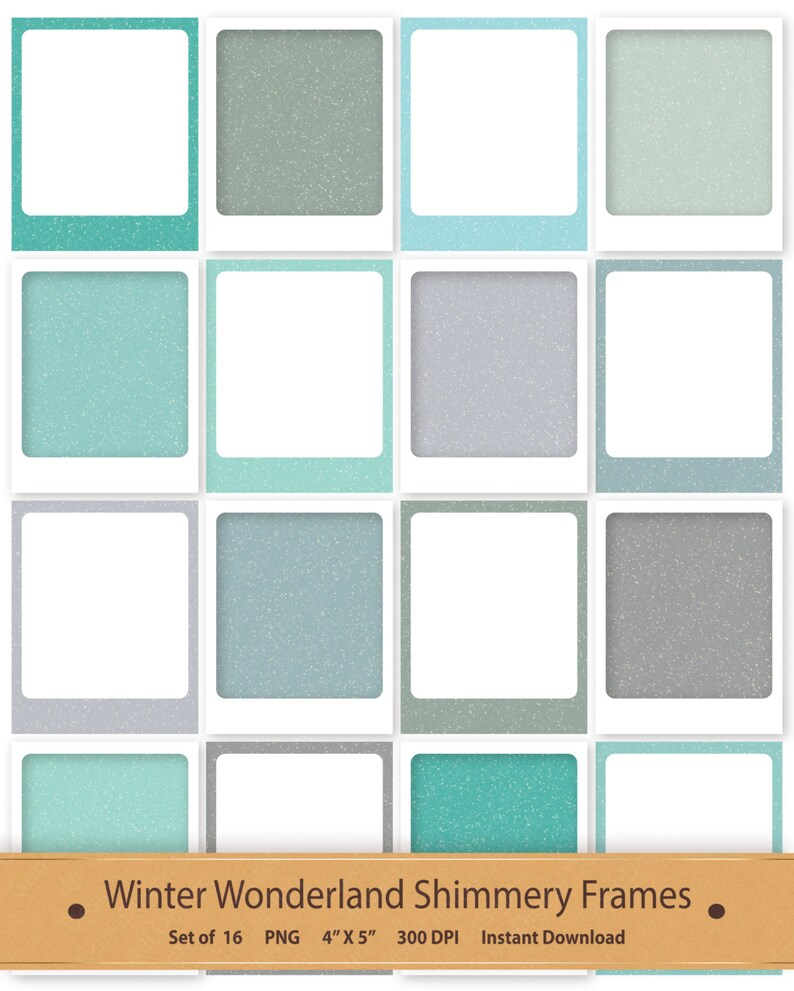 Winter Wonderland Shimmery Frame Clip Art Holiday Picture Printable ...