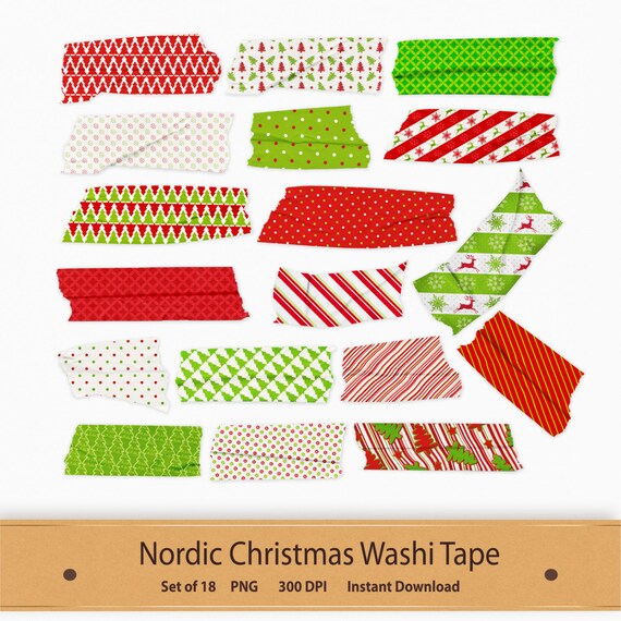 Christmas Washi Tape Nordic Christmas Nordic Digital Washi Tape ...