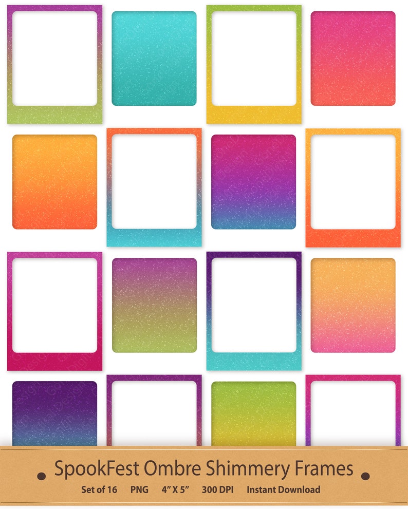 Halloween Shimmery Frame Clip Art Holiday Picture Frame Printable Frame ...