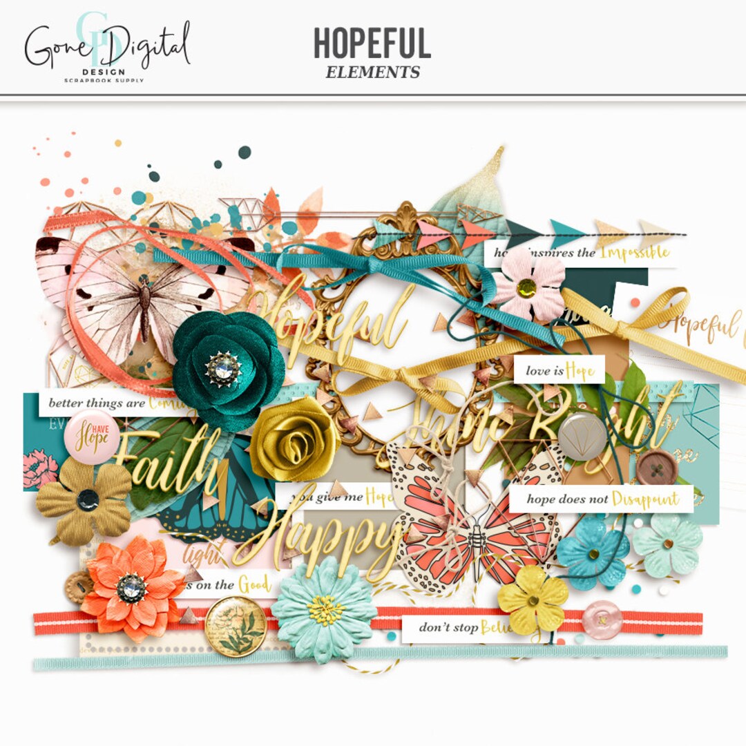 Hopeful Scrapbook Elements: Inspirational Clip Art, PNG Stickers ...
