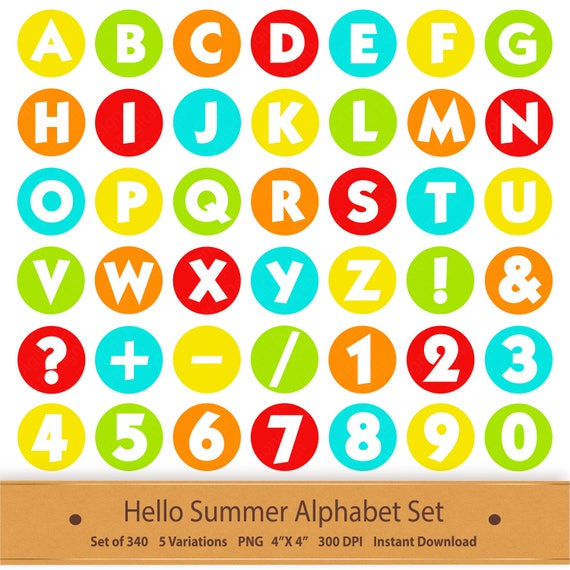Summer Digital Alphabet Printable Summer Clipart Summer Clip Art ...