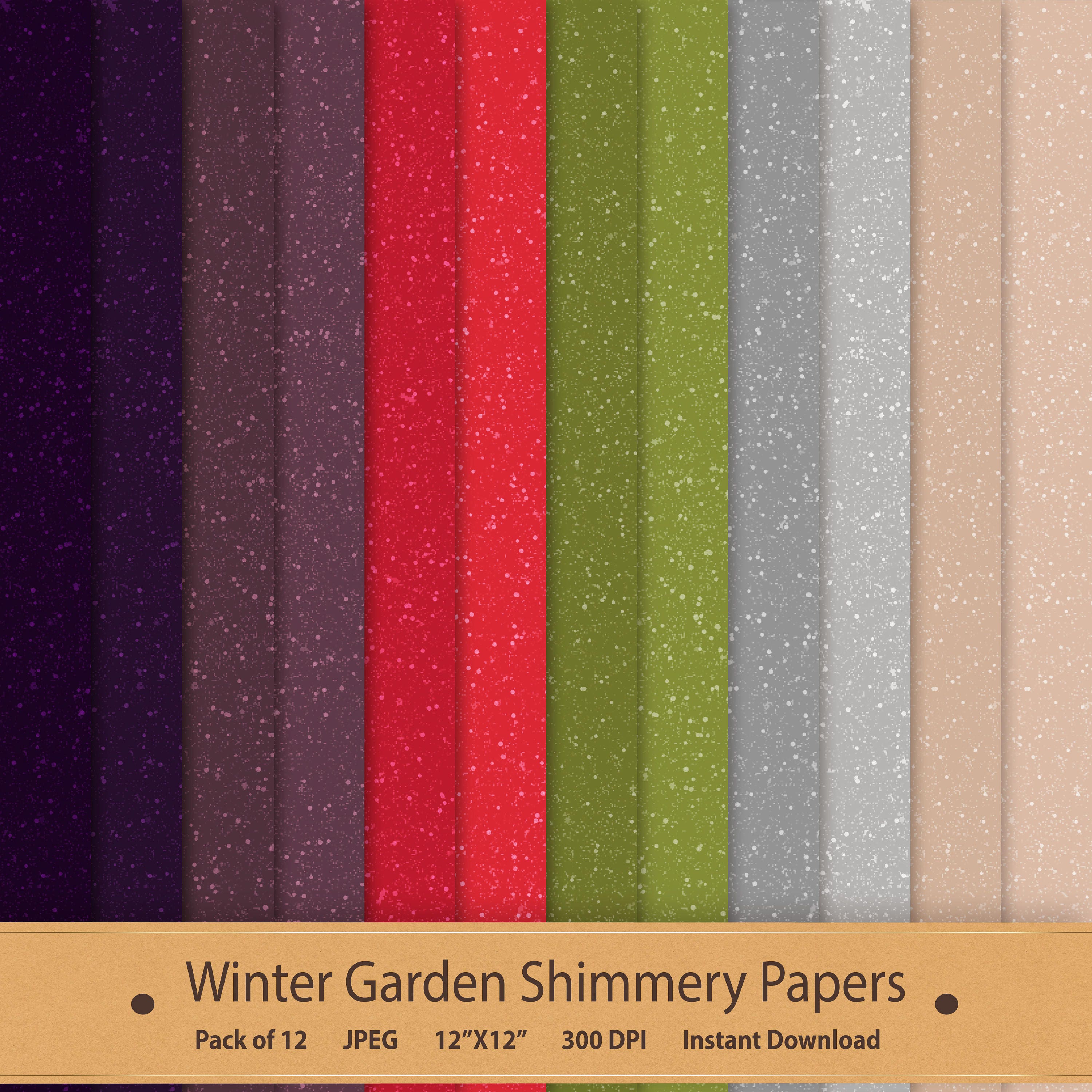 Christmas Digital Paper Shimmer Digital Paper Winter Garden Shimmer ...