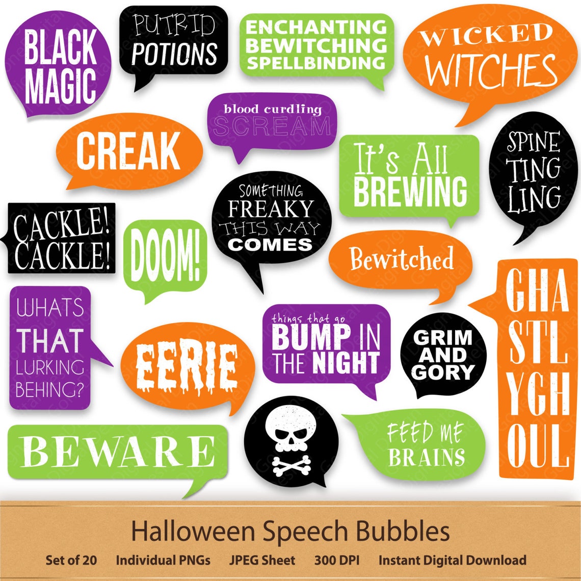 Halloween Digital Speech Bubbles Digital Stickers Bubble Happy | Etsy