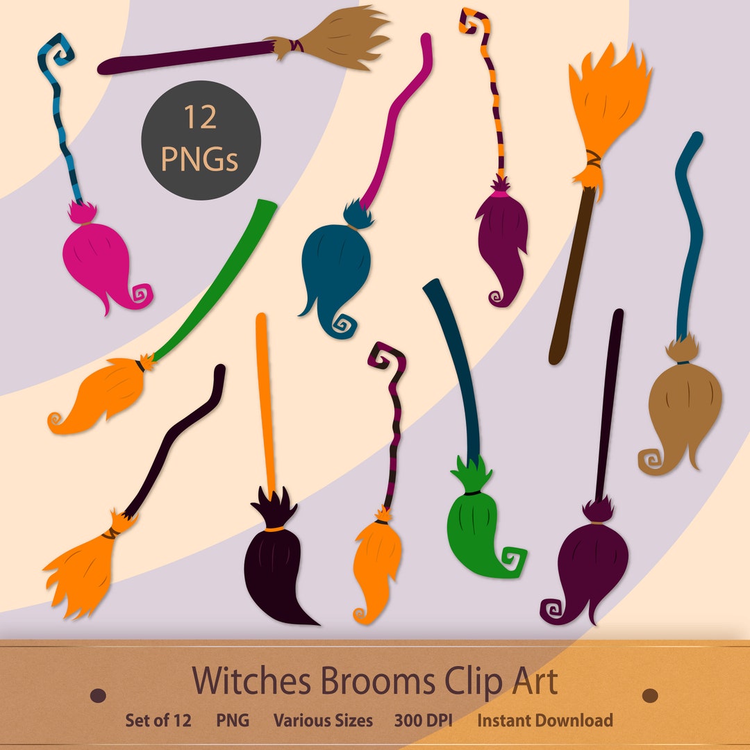 Halloween Digital Witch Broom Clipart Witch Clip Art Brooms Digital ...