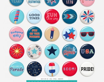 4th of July Buttons - Etsy