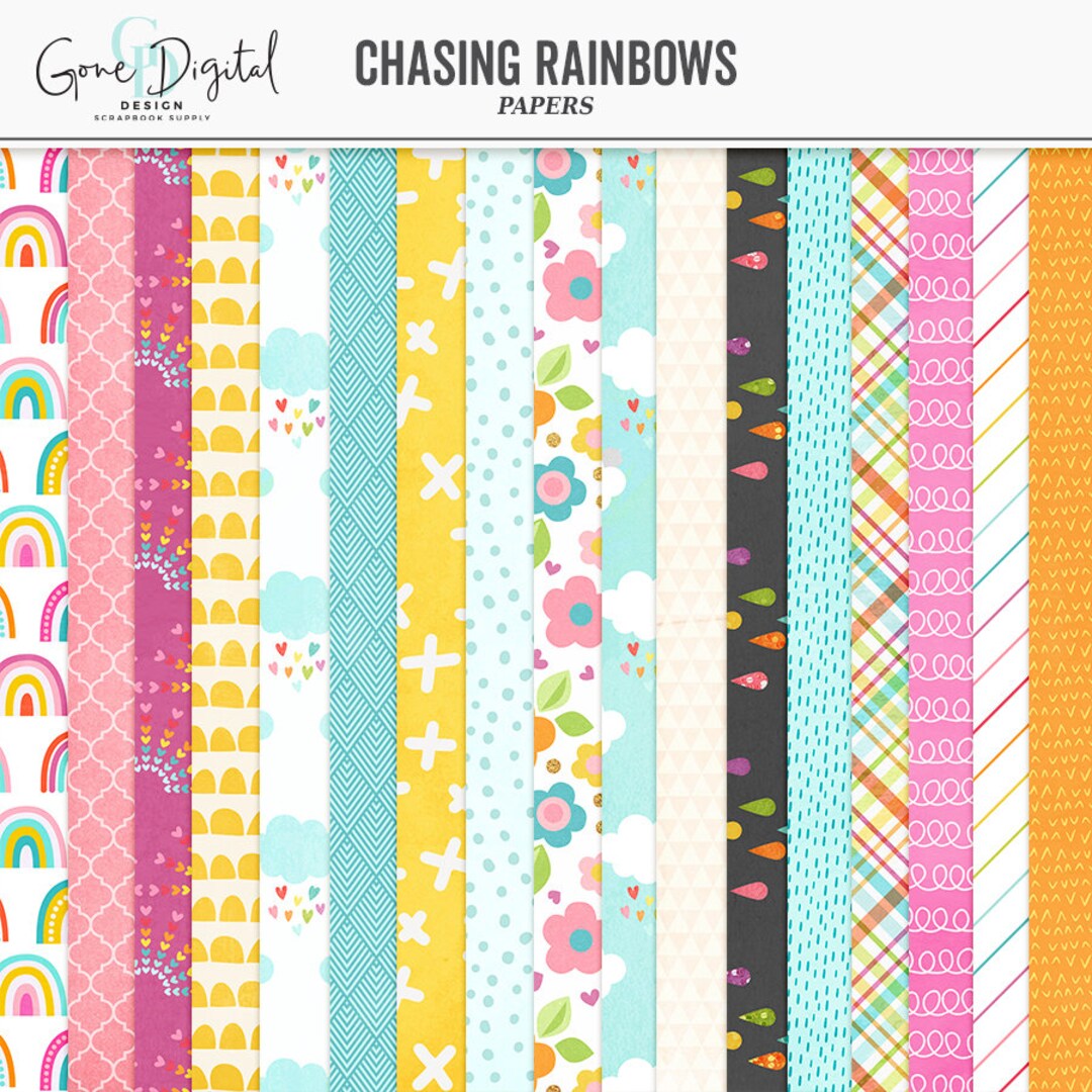Rainbow Scrapbook Paper: Spring Digital Patterns (digital Download) - Etsy