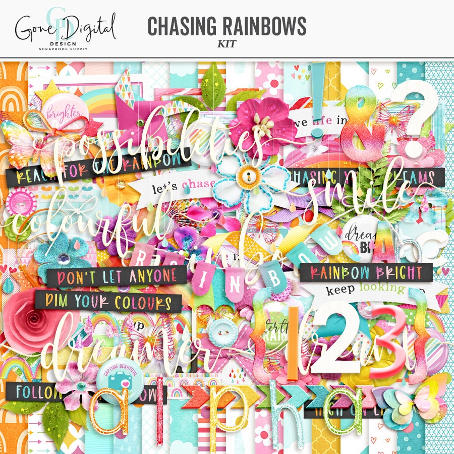 Digital Rainbow Scrapbooking Bundle Digital Papers Digital Textures ...