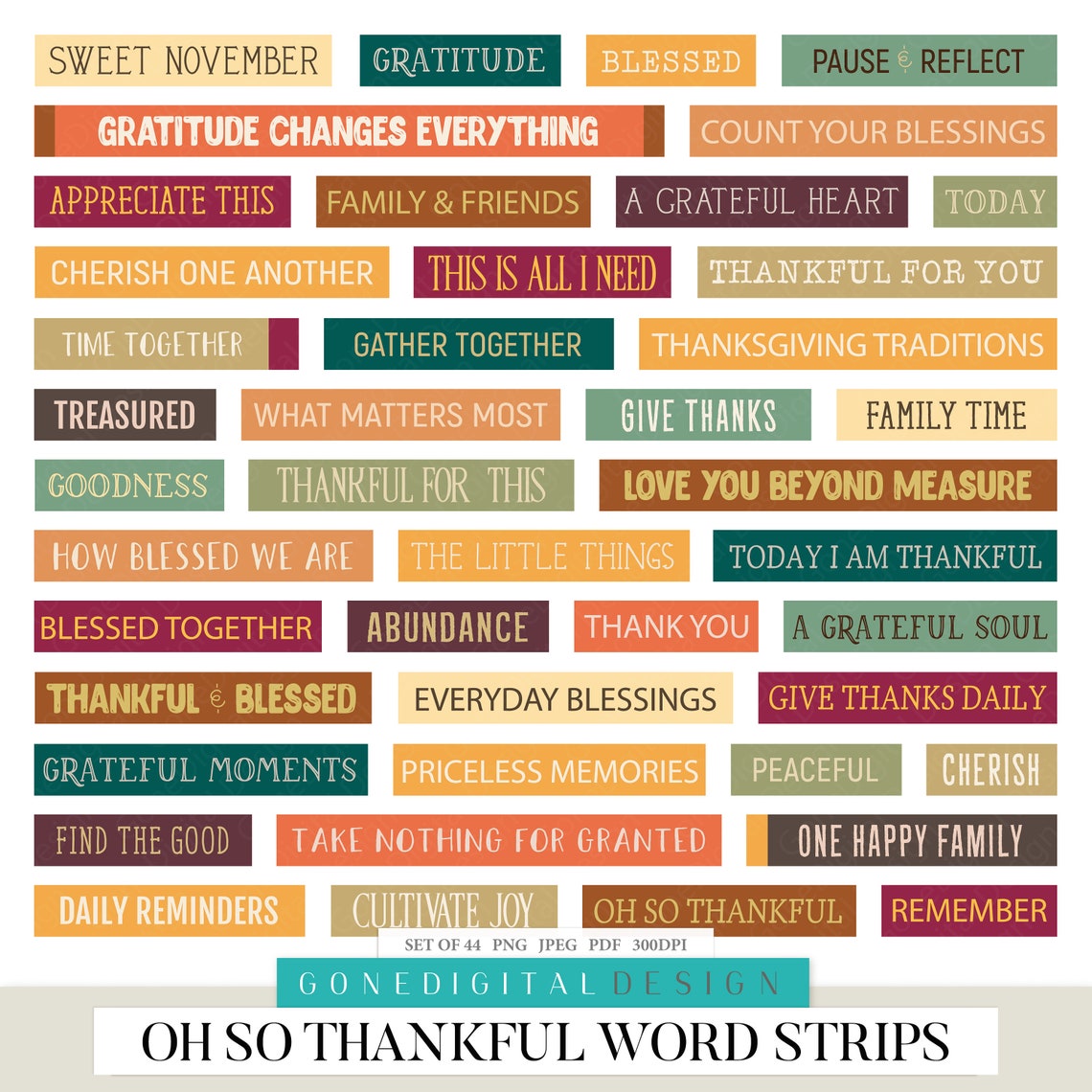 Thanksgiving Sentiments: Printable Word Stickers (digital Download) - Etsy