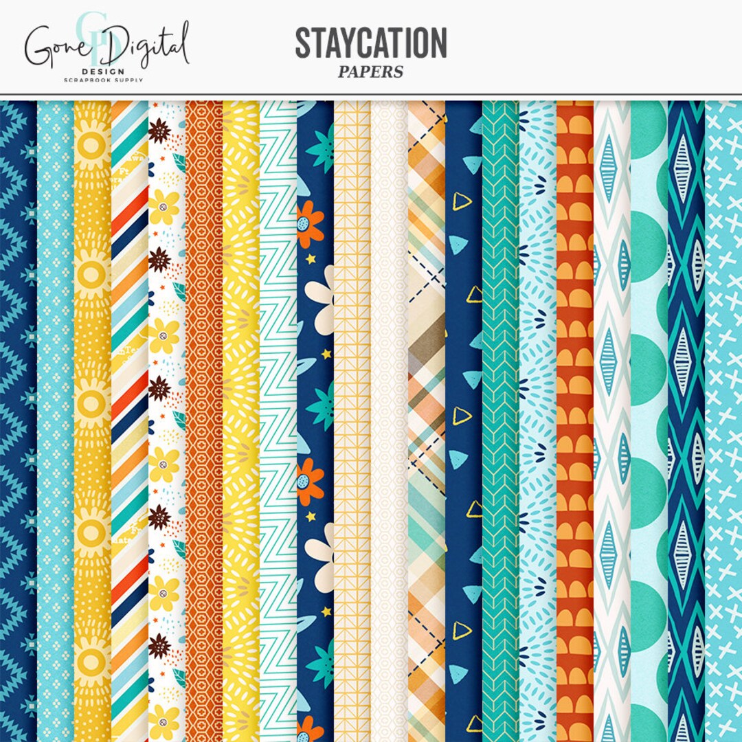 Summer Staycation Vacation Digital Paper Summer Patterns Digital Summer ...